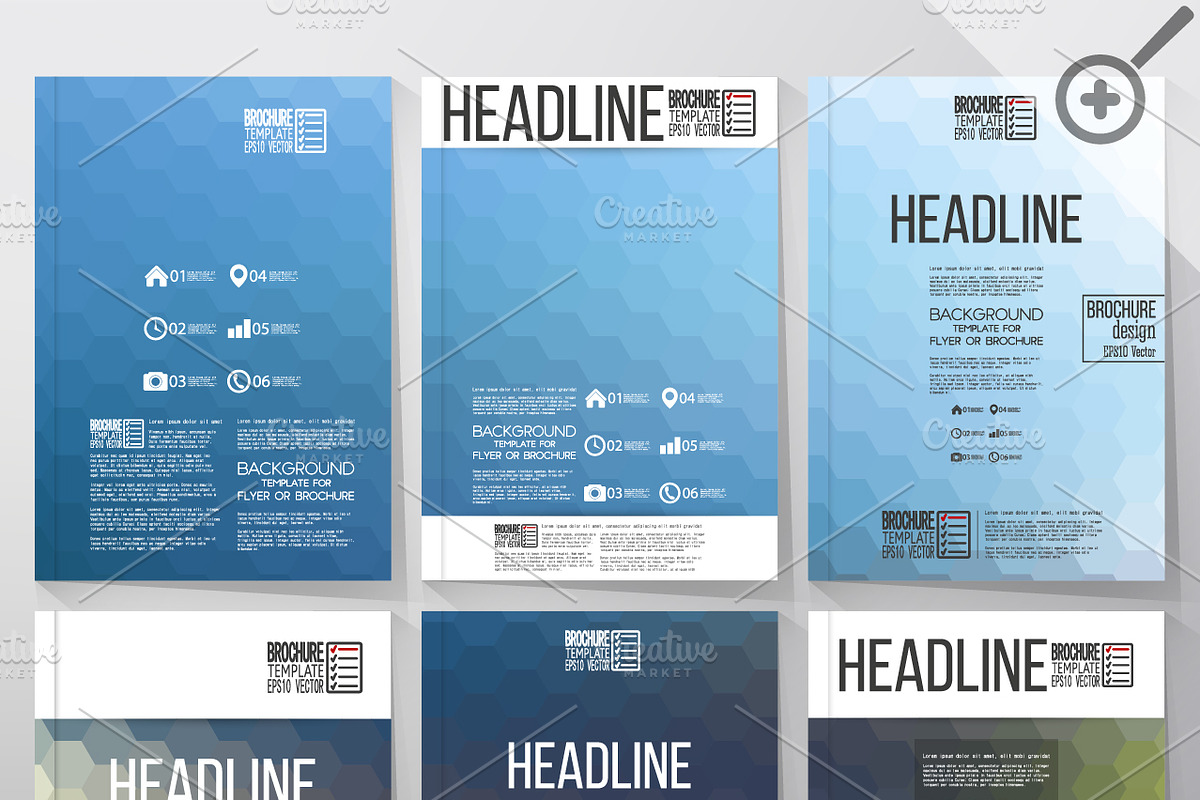 Brochure with hexagonal backgrounds, a Texture Illustration by VectorShop