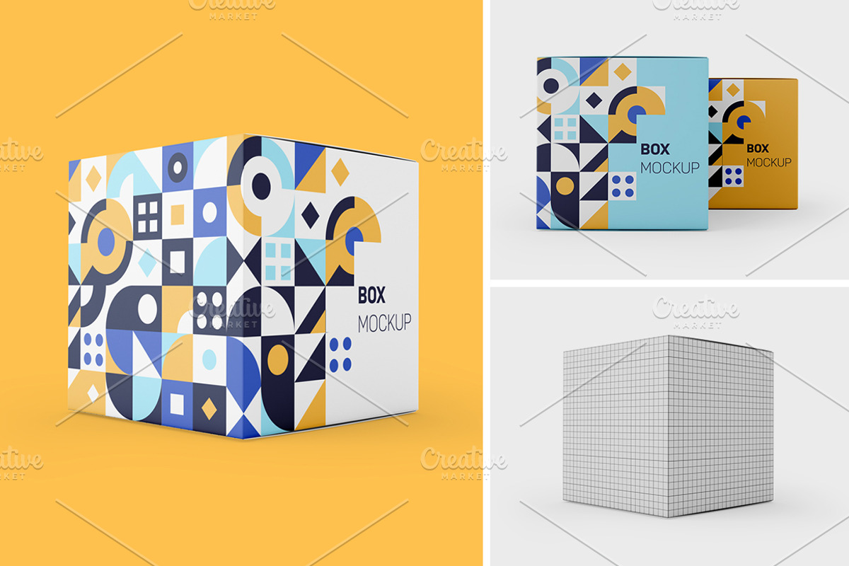 Square Box Mockup, a Packaging Mockup by Qaleb Studio
