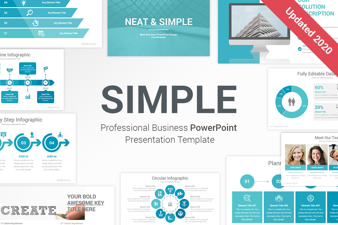 Simple & Modern PowerPoint Template, a Presentation Template by SlideSalad