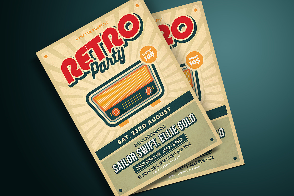 Retro Music Flyer, a Flyer Template by VectorVactory