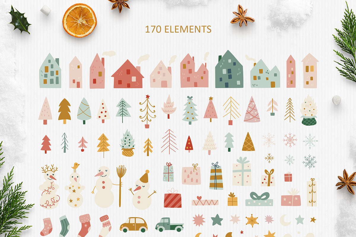 Christmas Clipart & Winter Patterns, an Illustration by Velliniki