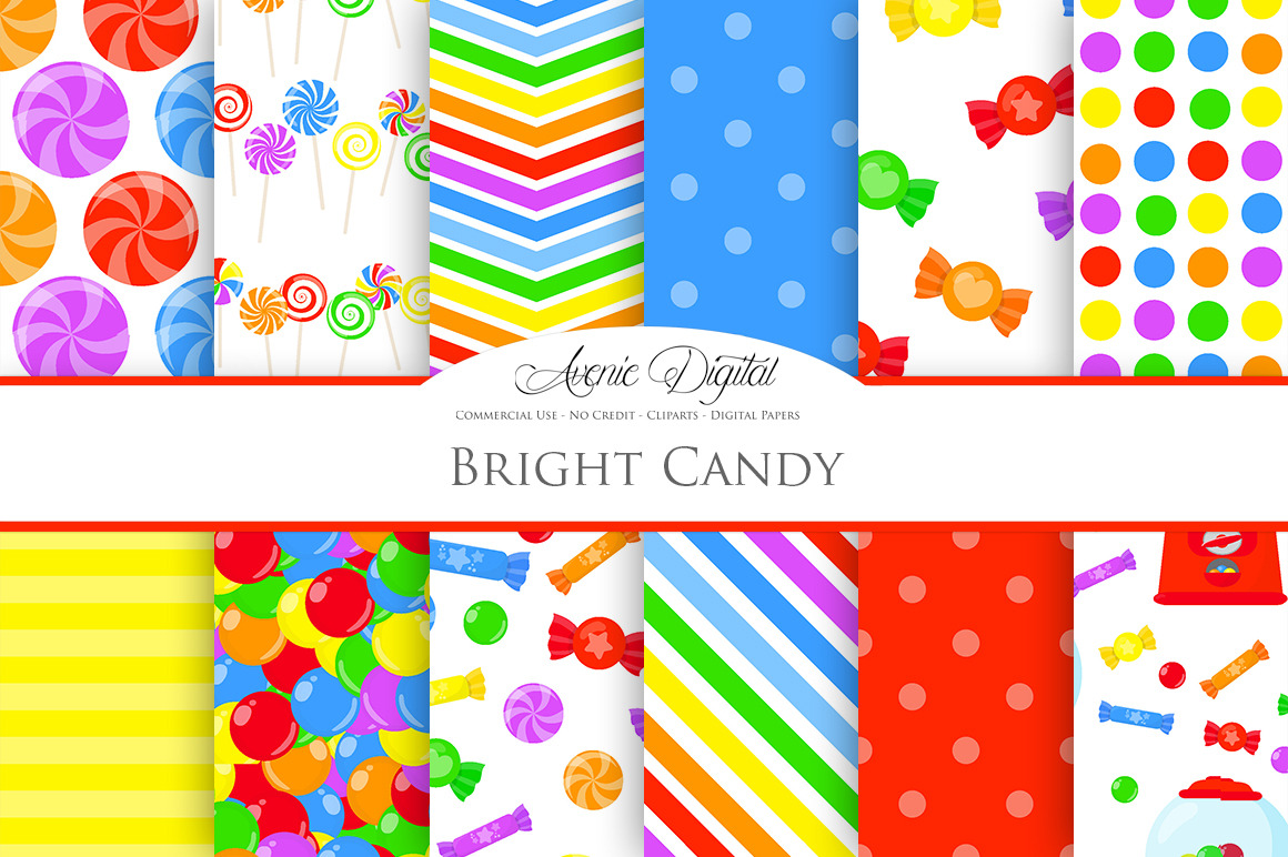 Bright Candy Digital Paper Patterns, a Pattern Graphic by Avenie Digital