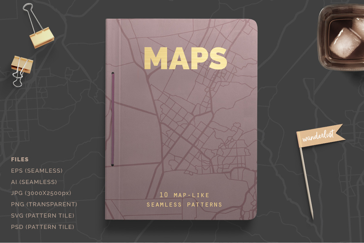 Map Seamless Vector Patterns, a Pattern Graphic by Youandigraphics