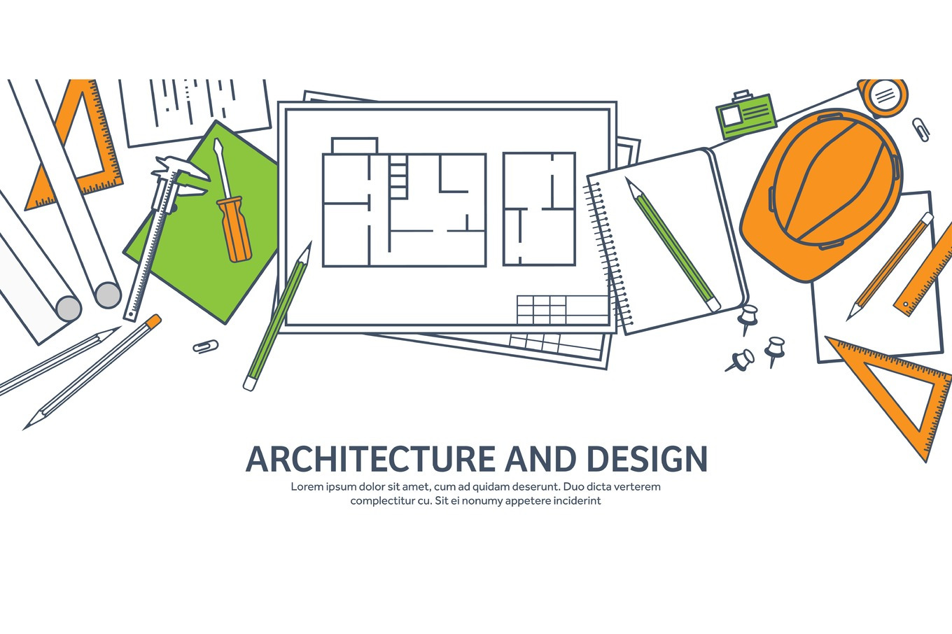 Lined, outline.Vector illustration. Engineering and architecture ...