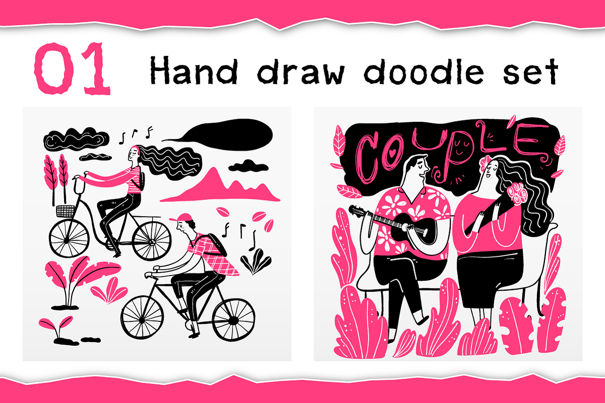Hand Draw Couples in Love Doodle Set, a Person Illustration by Huza Studio