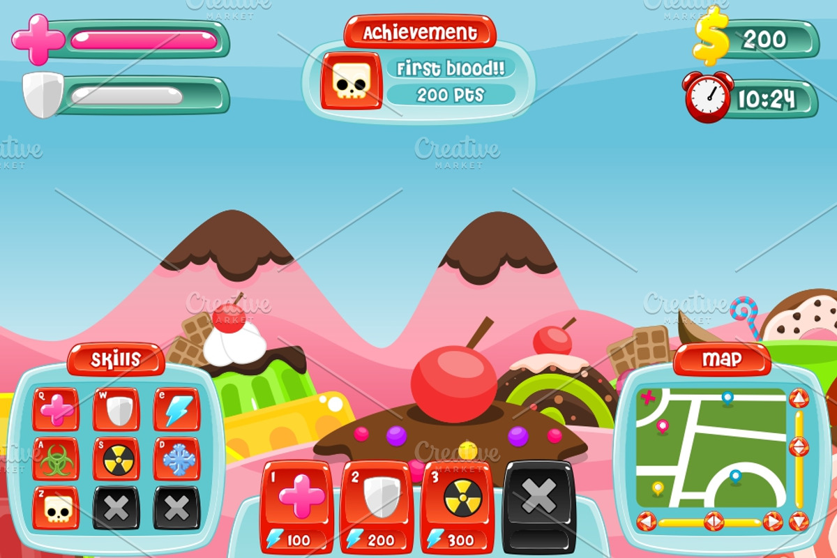 Cartoon Games GUI Pack 16, a Templates & Theme by pzUH | Creative Market