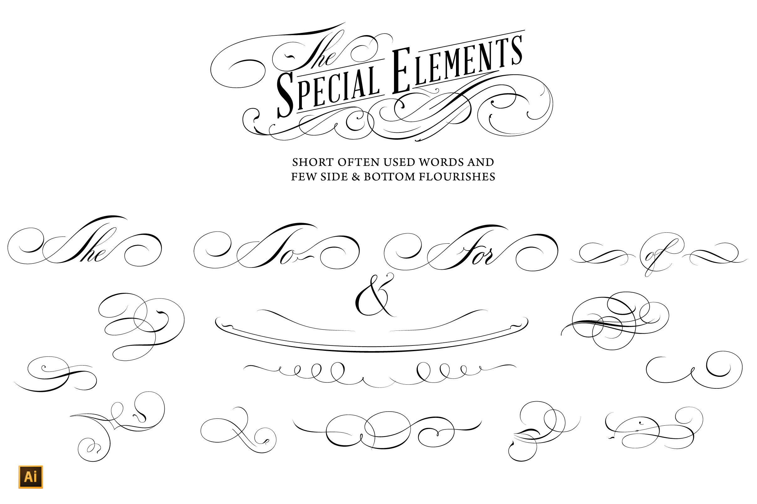 Calligraphic lettering design set, a Decorative Illustration by vatesdesign