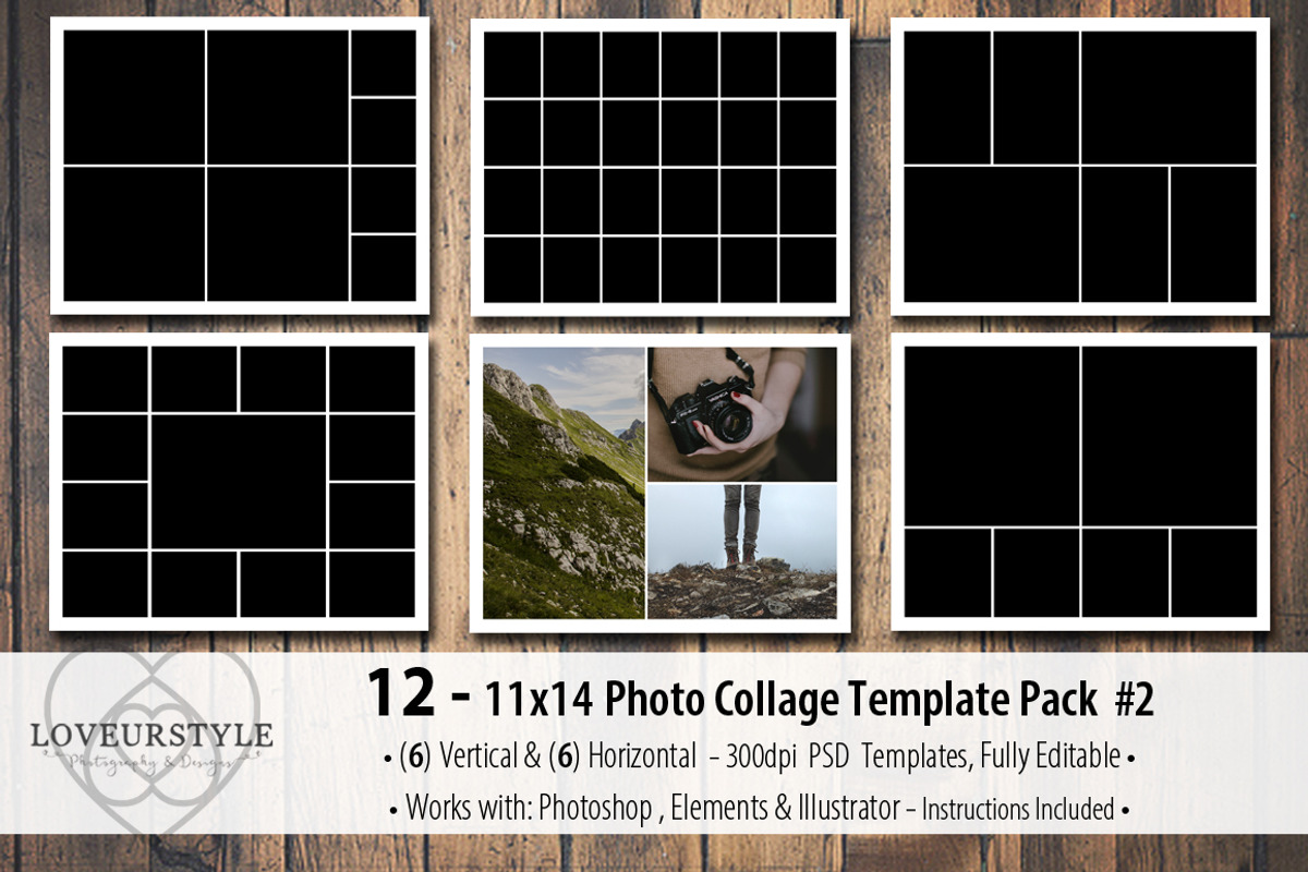 11x14 Photo Collage Template Pack 2, a Templates & Theme by Loveurstyle ...