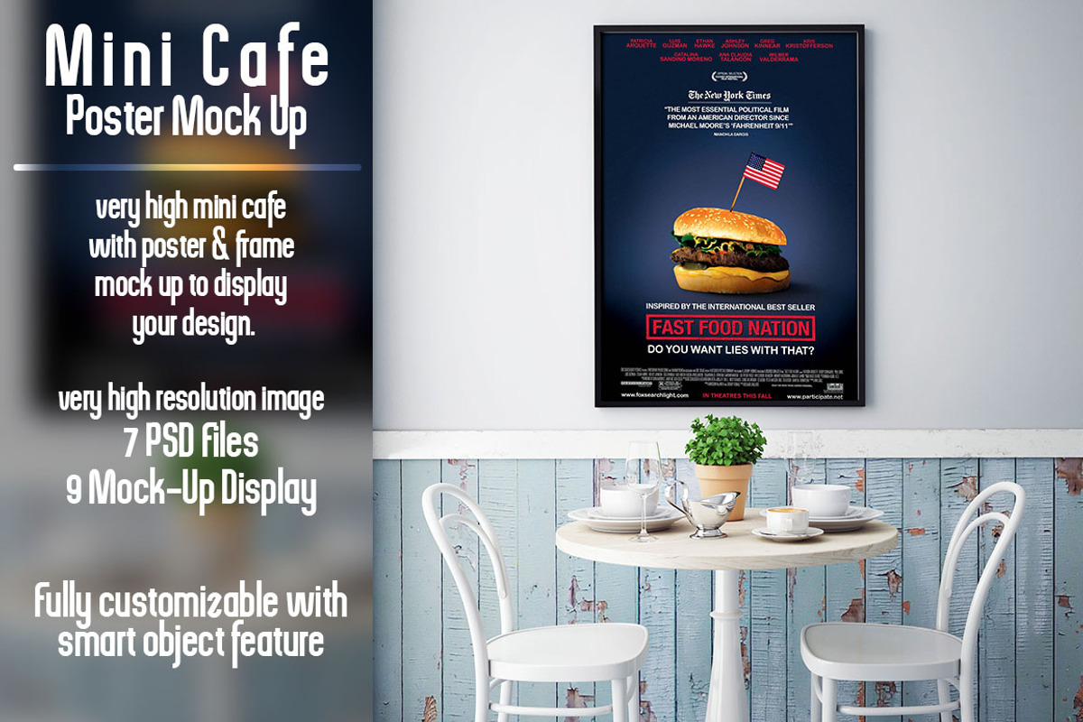 Mini Cafe Poster Mockup, a Print Template by Pixel Place | Creative Market
