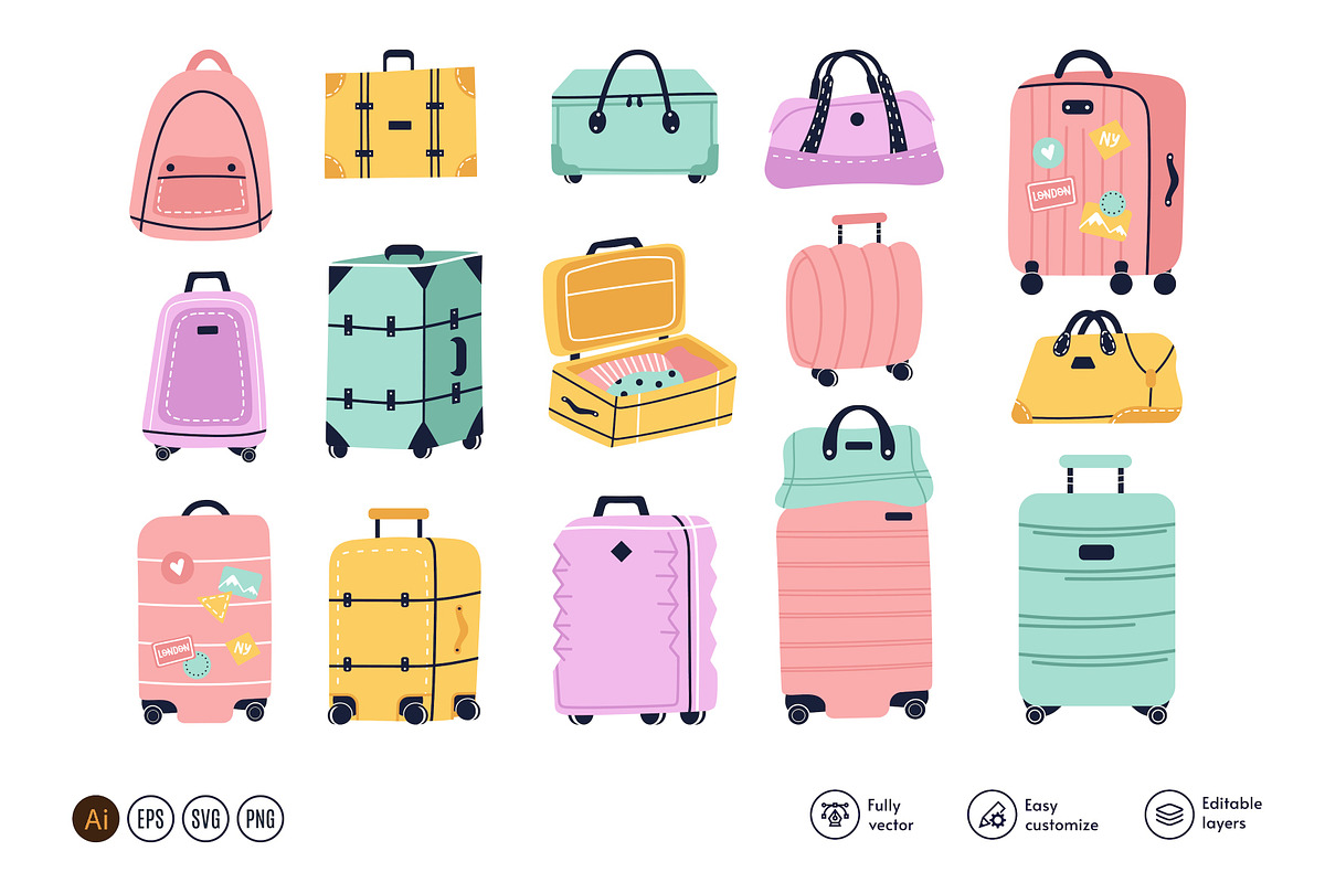Travel Luggage & Bags Vector pack