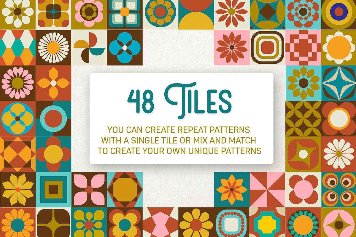 Retro Mod Tiles & Seamless Patterns, a Pattern Graphic by Melissa Held ...