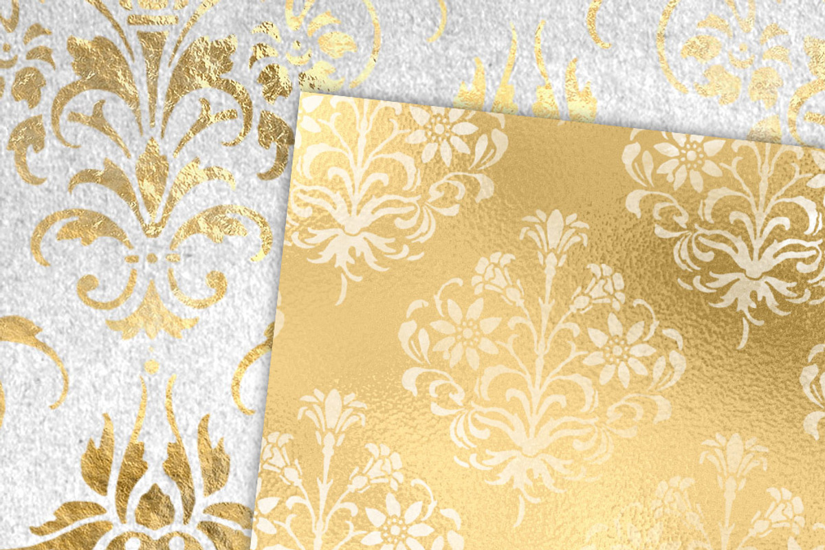 White and Gold Damask Textures, a Texture Graphic by Digital Curio