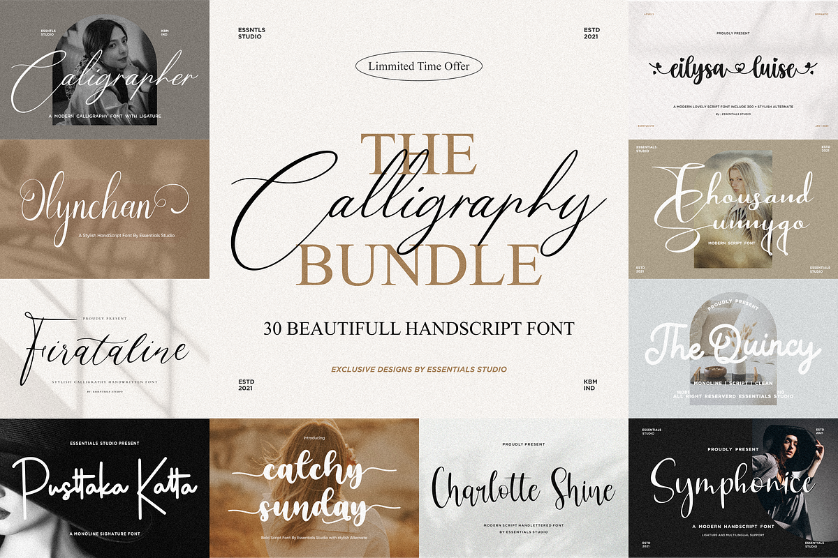 Modern Calligraphy Font Bundle, a Script Font by Essentials Studio | Creative Market