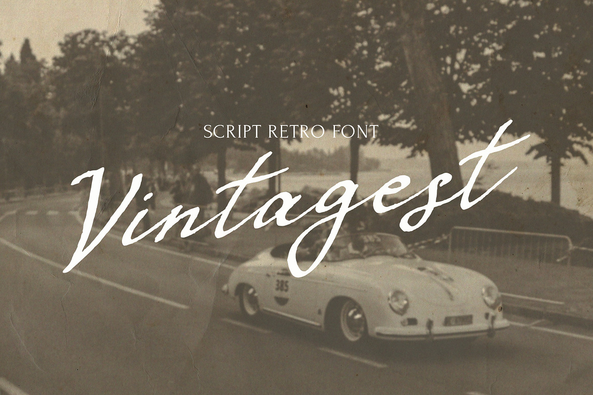Vintagest retro script font typeface