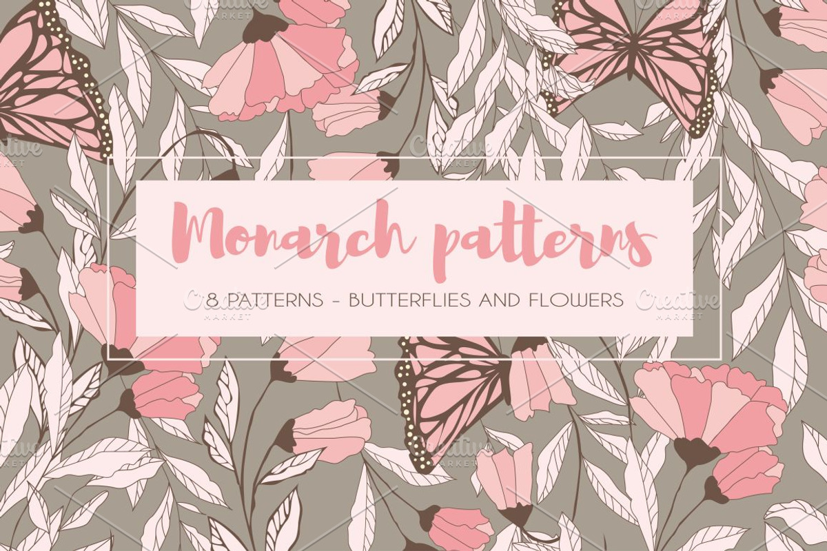 8 Monarch Patterns, a Pattern Graphic by Blue Lela Design