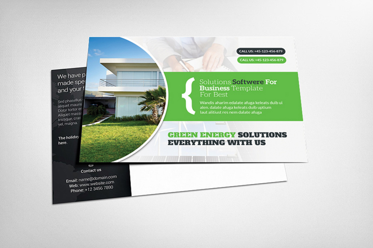 Green Energy Postcard Template, a Card Template by graphicforest