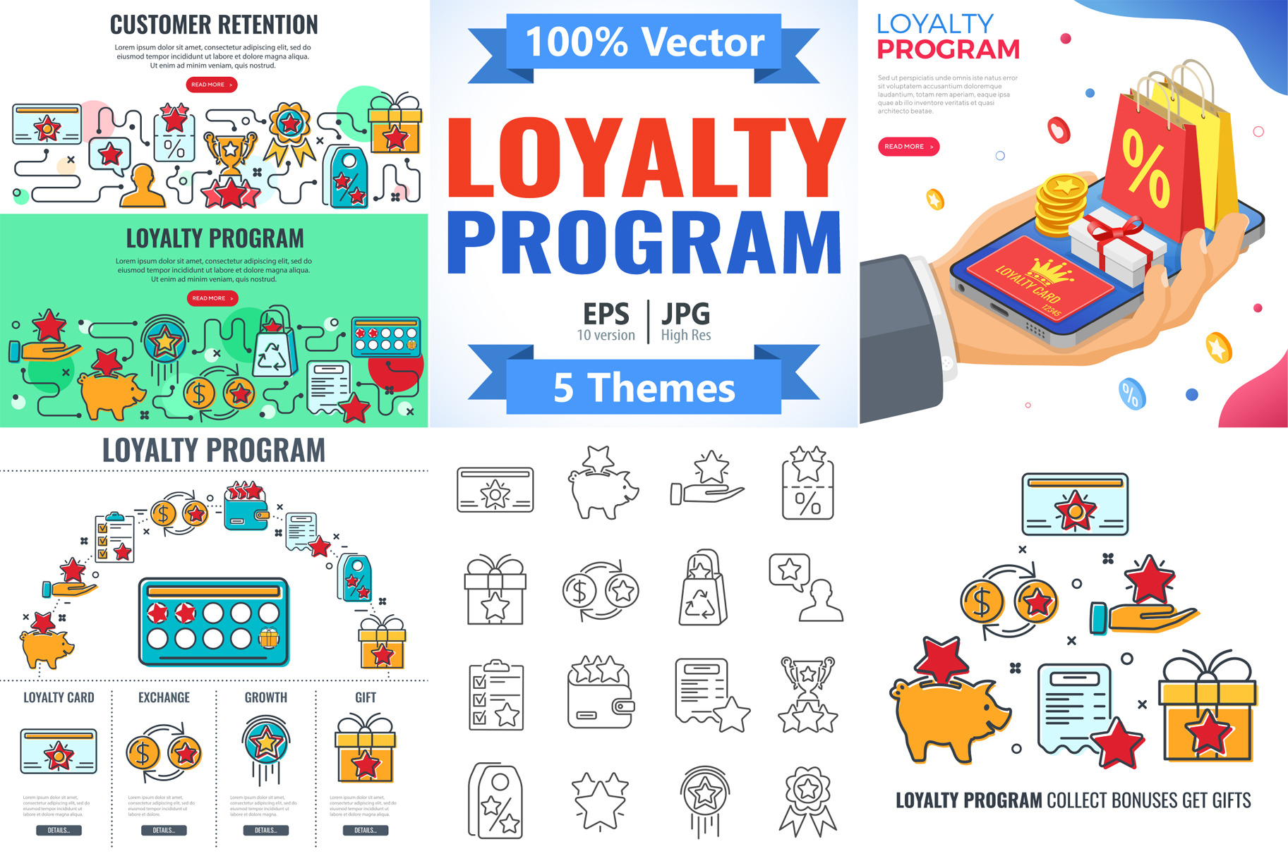 Customer Loyalty Programs Banners, a Person Illustration by TAlex