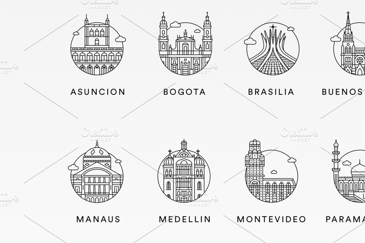 World city icons, an Outline Icon by Befoolish | Creative Market