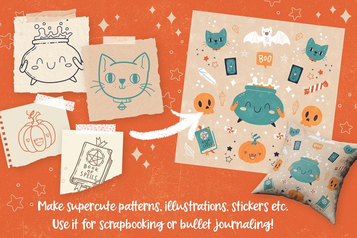 Procreate Halloween Stamp Set, a Brush Add-On by PrettyLittlePigs