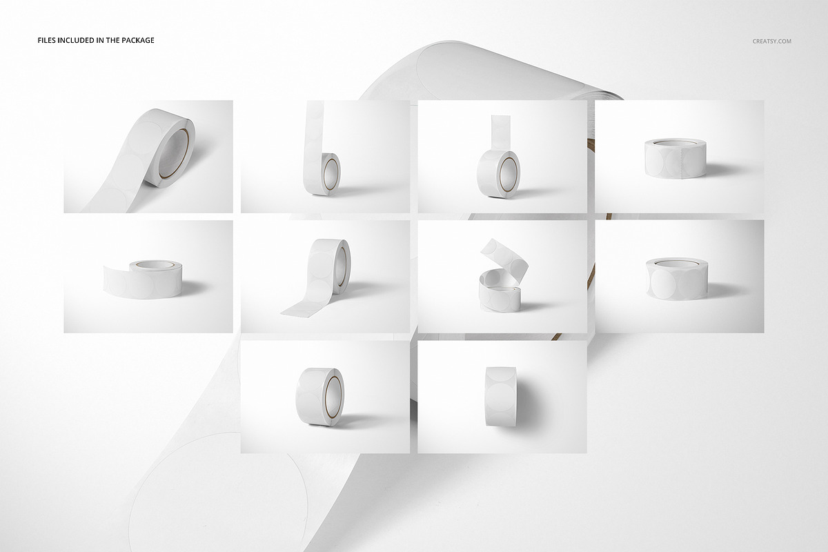 Round Roll Stickers Mockup Set, a Household Mockup by creatsy5