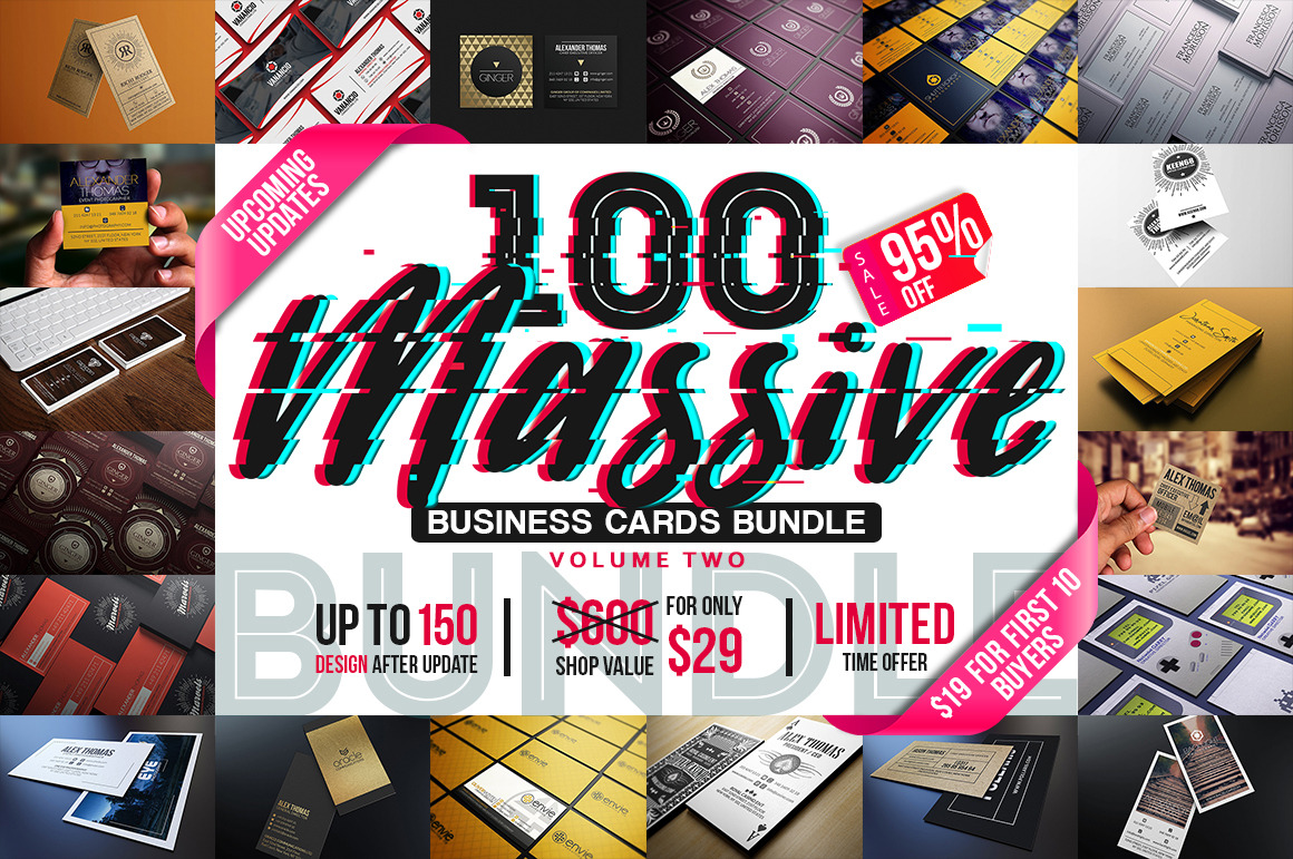 100 Massive Business Cards Bundle V2, a Business Card Template by Marvel