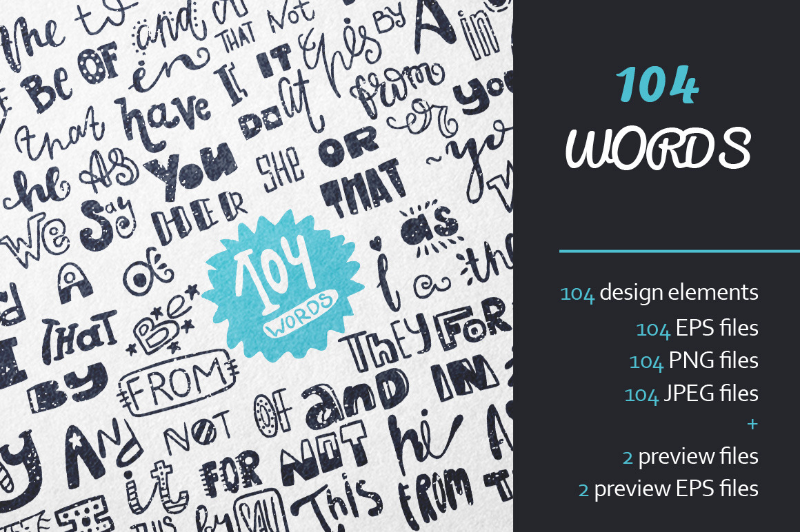 Big set vector handdrawn catchwords., a Decorative Illustration by ...