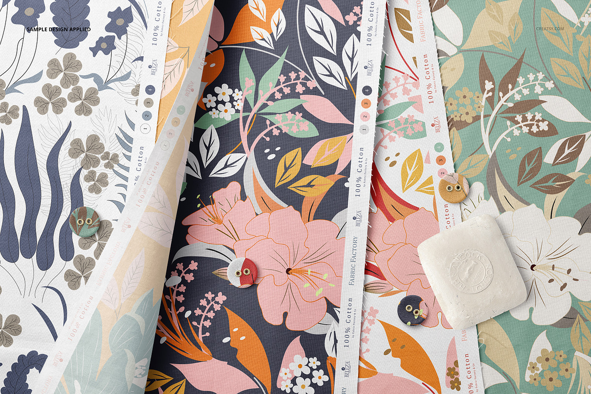 Fanned Cotton Fabric Stack Mockup, a Product Mockup by creatsy5