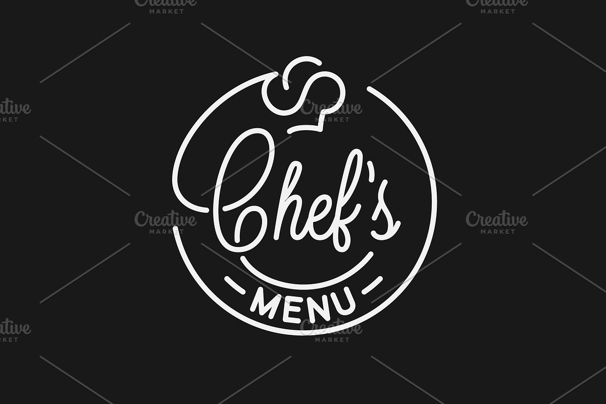 Chefs menu logo. Round linear logo., a Food Illustration by PushLogo