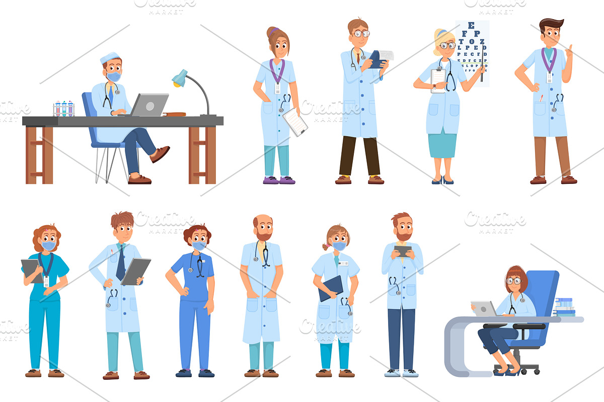 Different medical characters, a Background Graphic by LadadikArt ...
