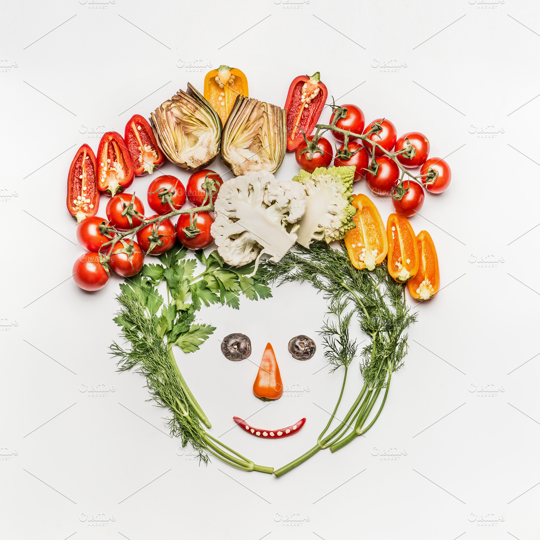 Funny face made of vegetables, a Food & Drink Photo by VICUSCHKA ...