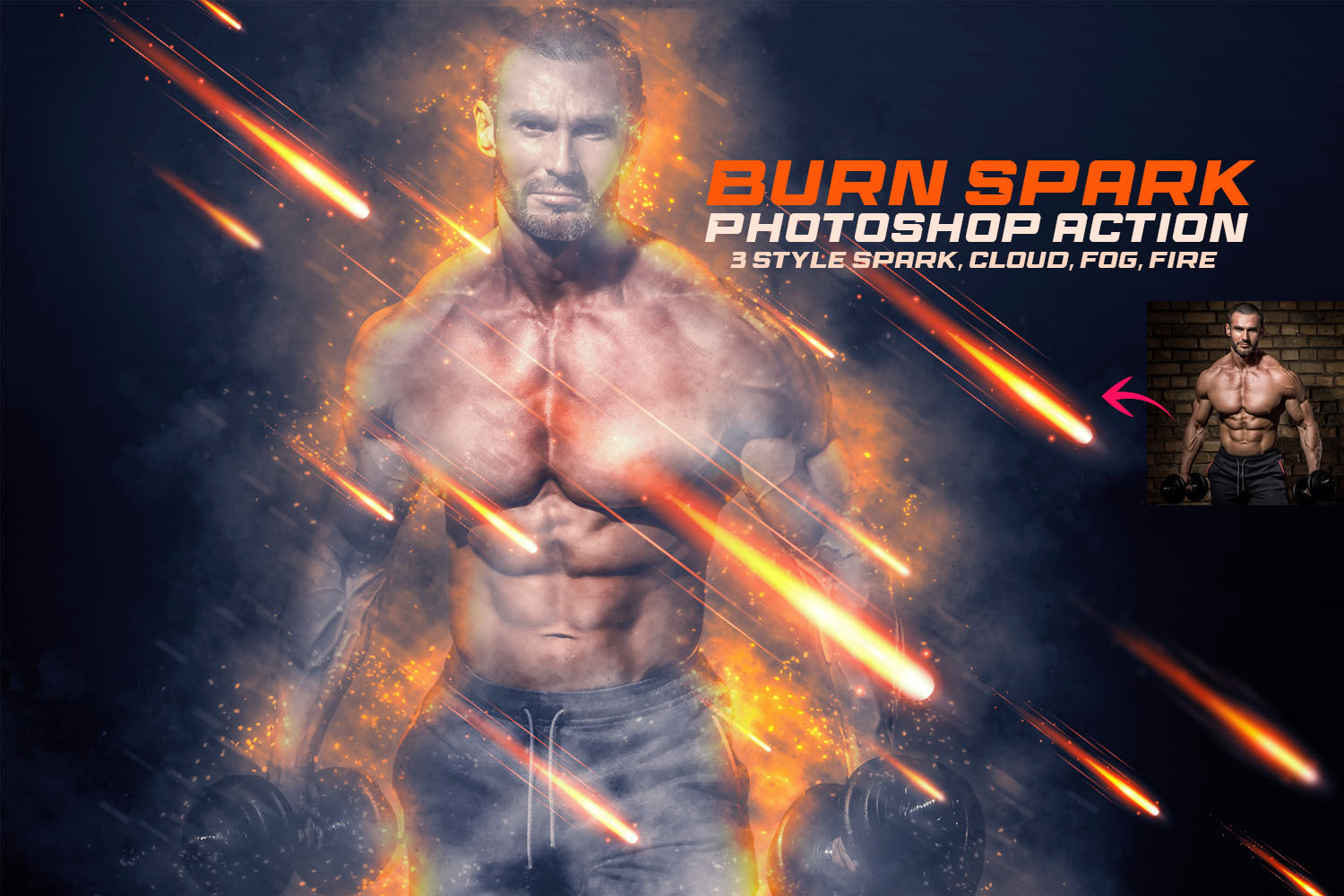 Burn Spark Effect Photoshop Action, a Brushes & More by MRI STUDIO