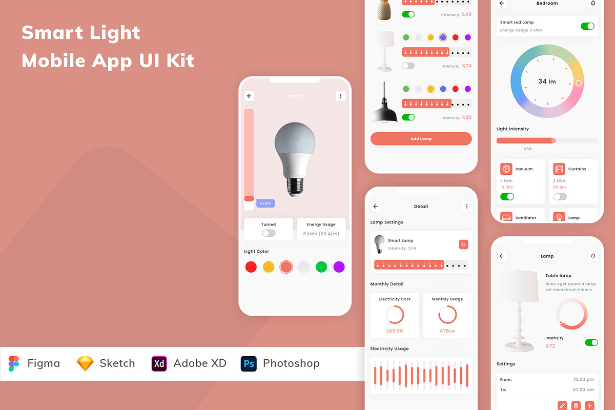 Smart Light Mobile App UI Kit, an UI Kit Template by Betush
