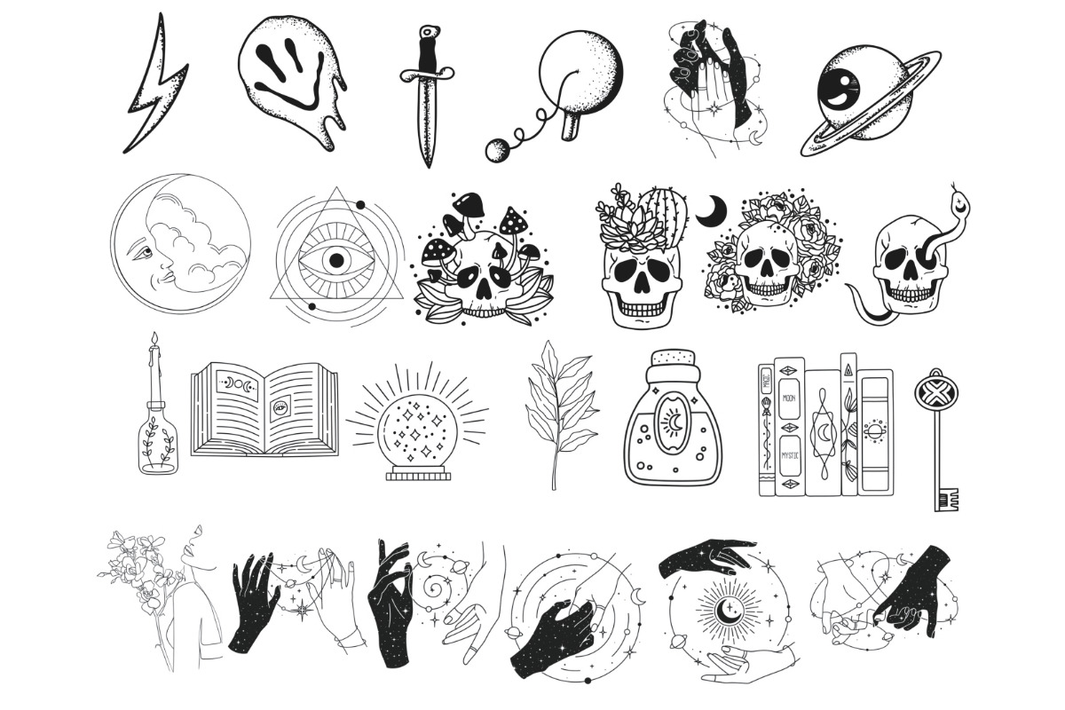Tattoos Set 7 Procreate Brush Stamps, a Brush Add-On by Disasterology Ink