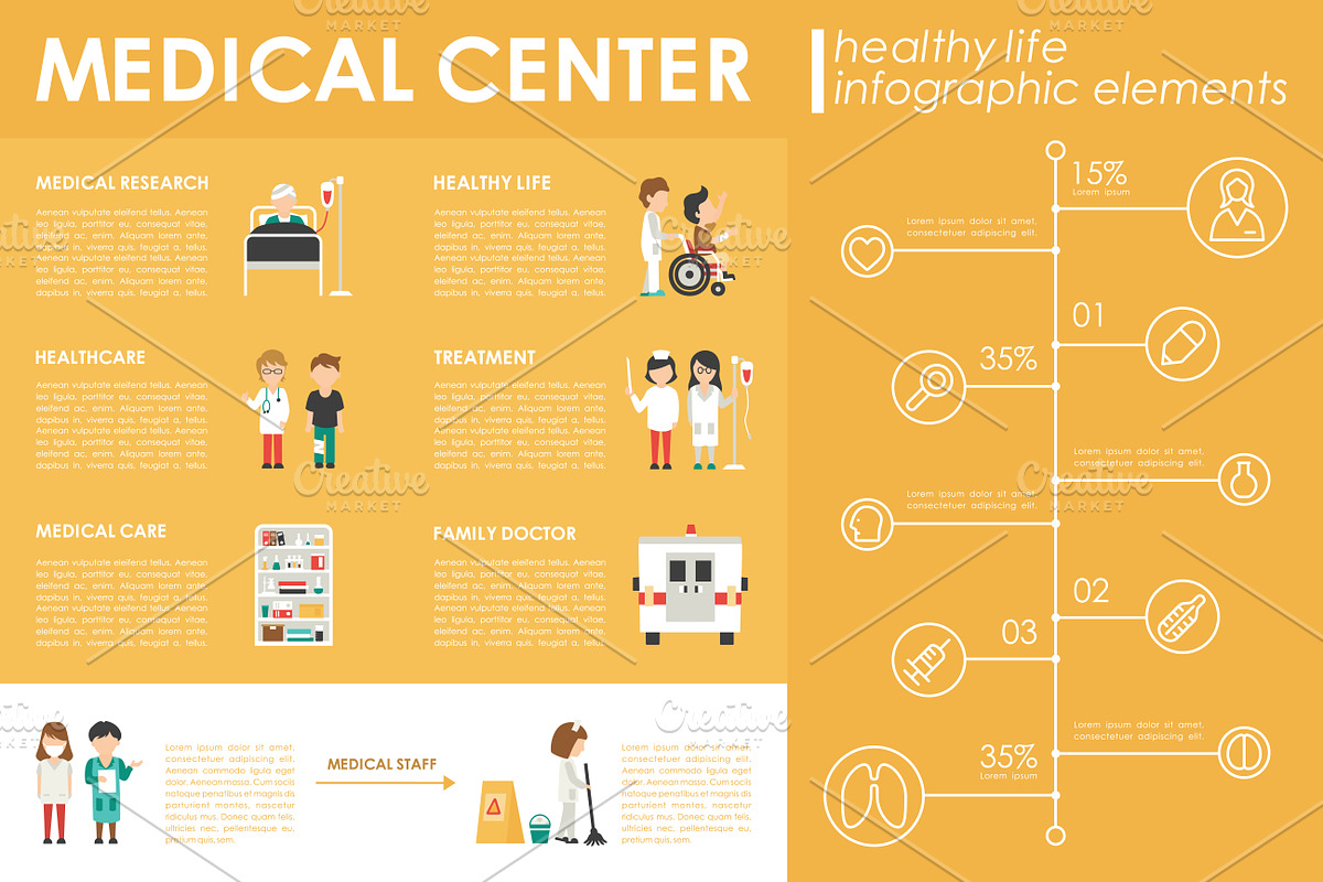 12 Medical Flat Infographics, a Presentation Template by Palau
