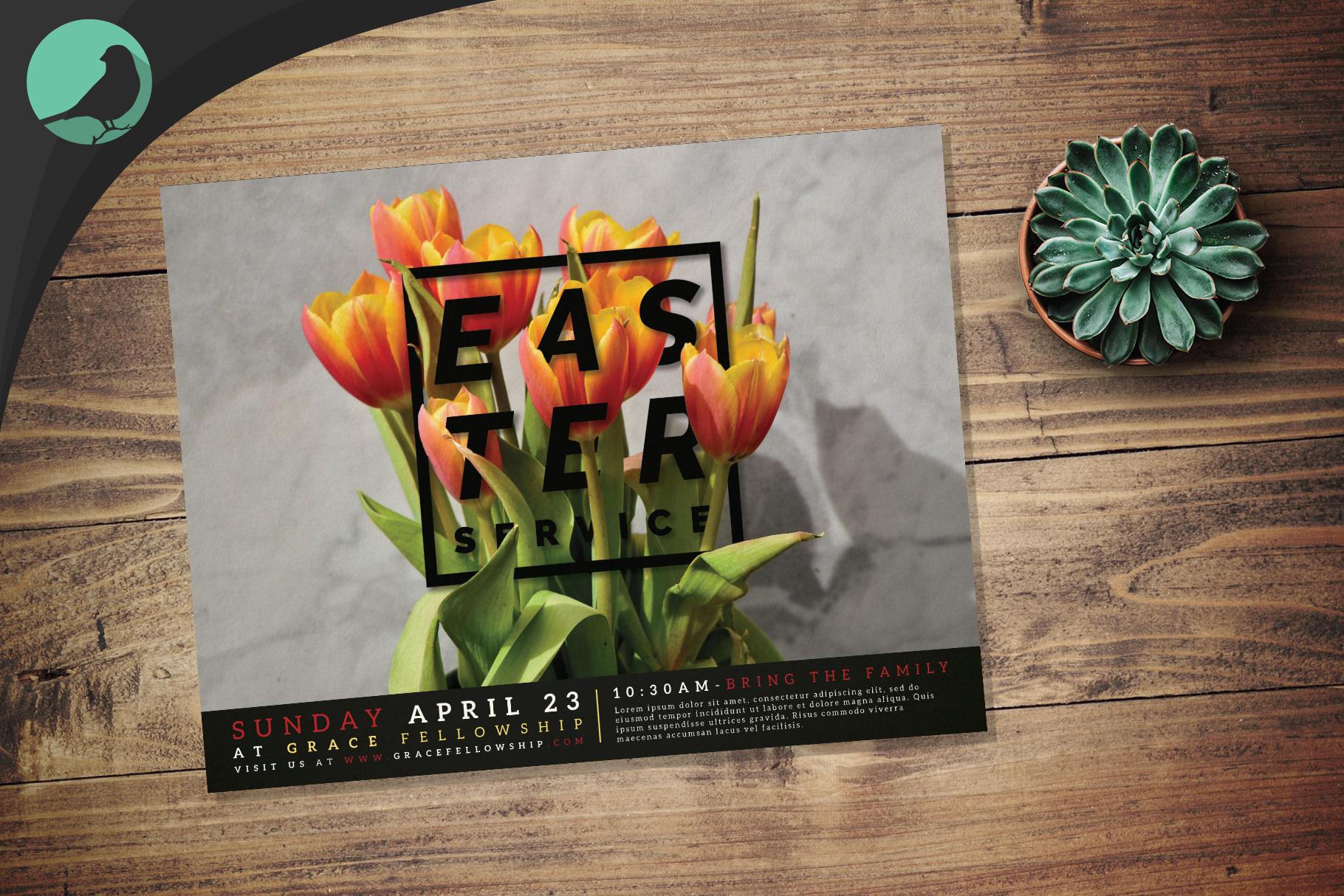 Spring Floral Easter Flyer Template, a Flyer Template by sparroworksdesign