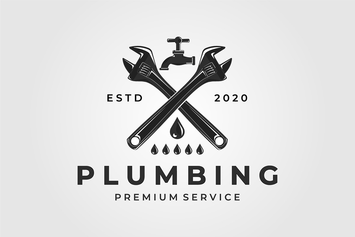 plumbing logo vintage vector design
