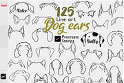 Procreate Dog Ears Stamps Line Art, a Brush Add-On by ArtPrintBabe