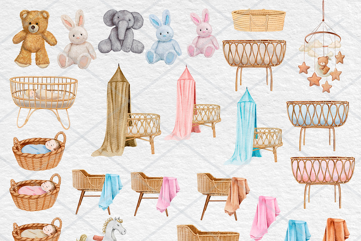 Watercolor Newborn Baby Clip art, PNG