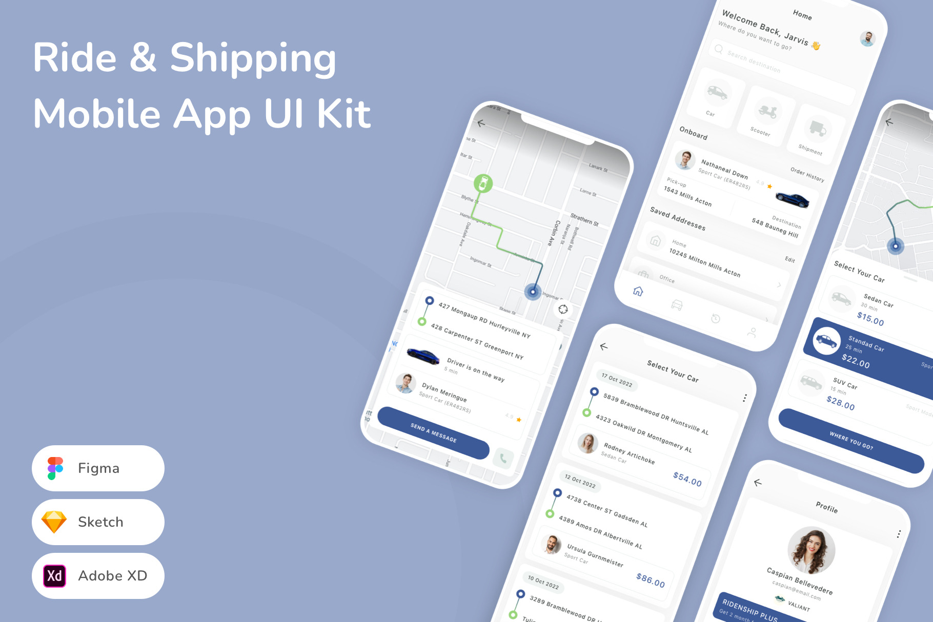 Ride & Shipping Mobile App UI Kit, an UI Kit Template by Betush