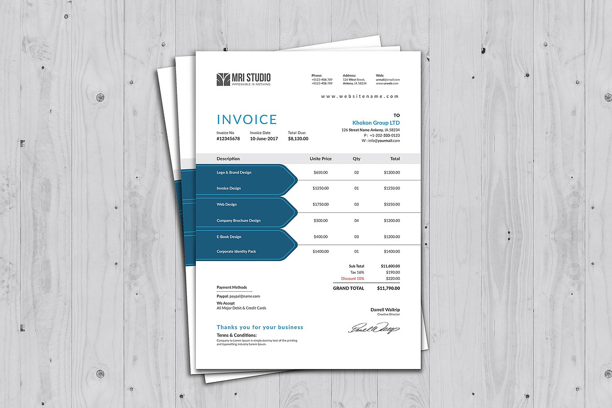 Simple Invoice Template, a Stationery Template by MRI STUDIO