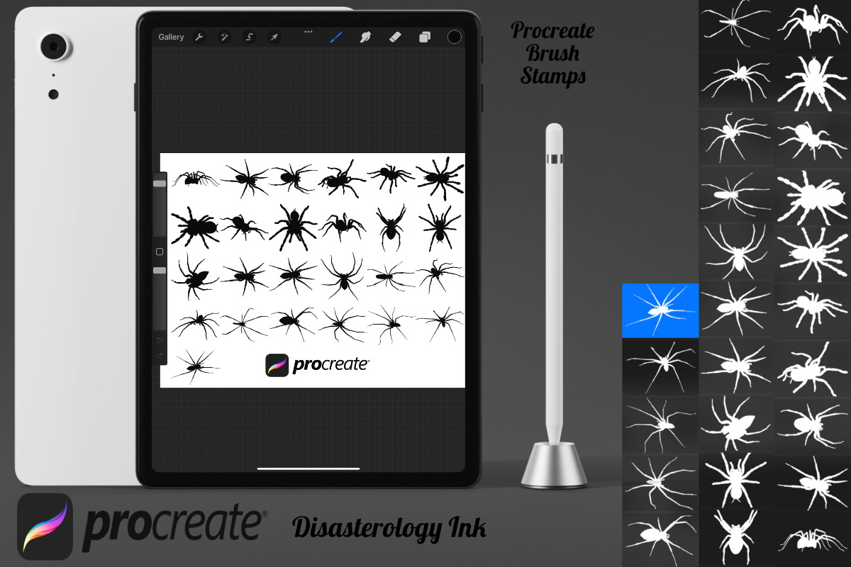 Spider Silhouettes Set 1 Procreate, a Brush Add-On by Disasterology Ink
