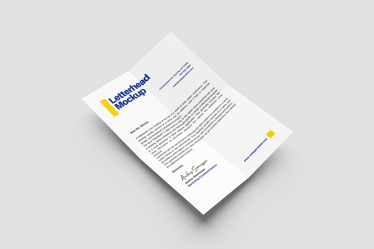 High Quality Letterhead Mockup, an Advertising Mockup by swsi-studio