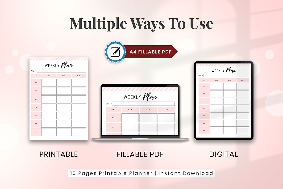 College Student Weekly Planner, a Print Template by Snapybiz