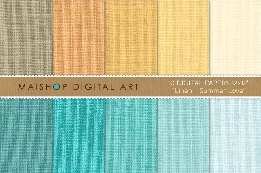 Digital Paper Linen Summer Love, a Texture Graphic by Maishop