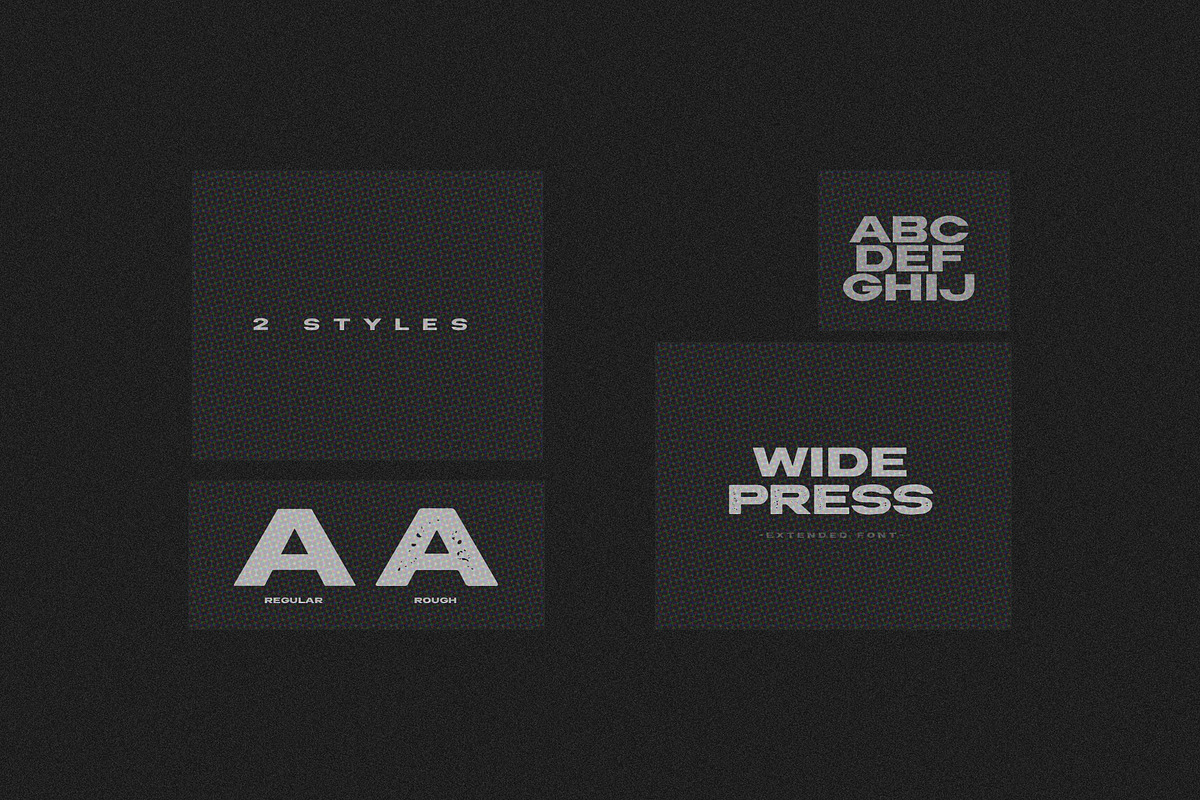 Wide Press - Extended Font, a Sans Serif Font by Visual Blends