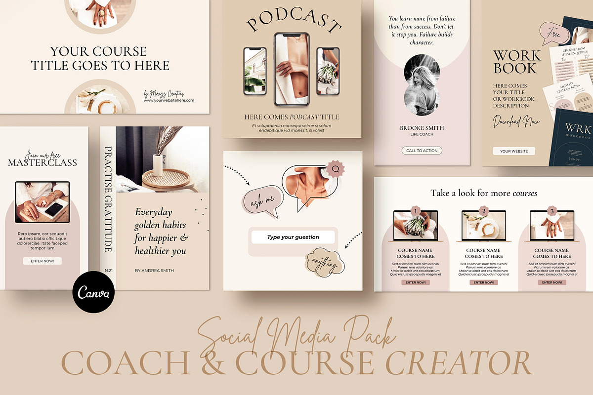 4 in 1 Course Creator Bundle CANVA, a Magazine Template by Mirazz