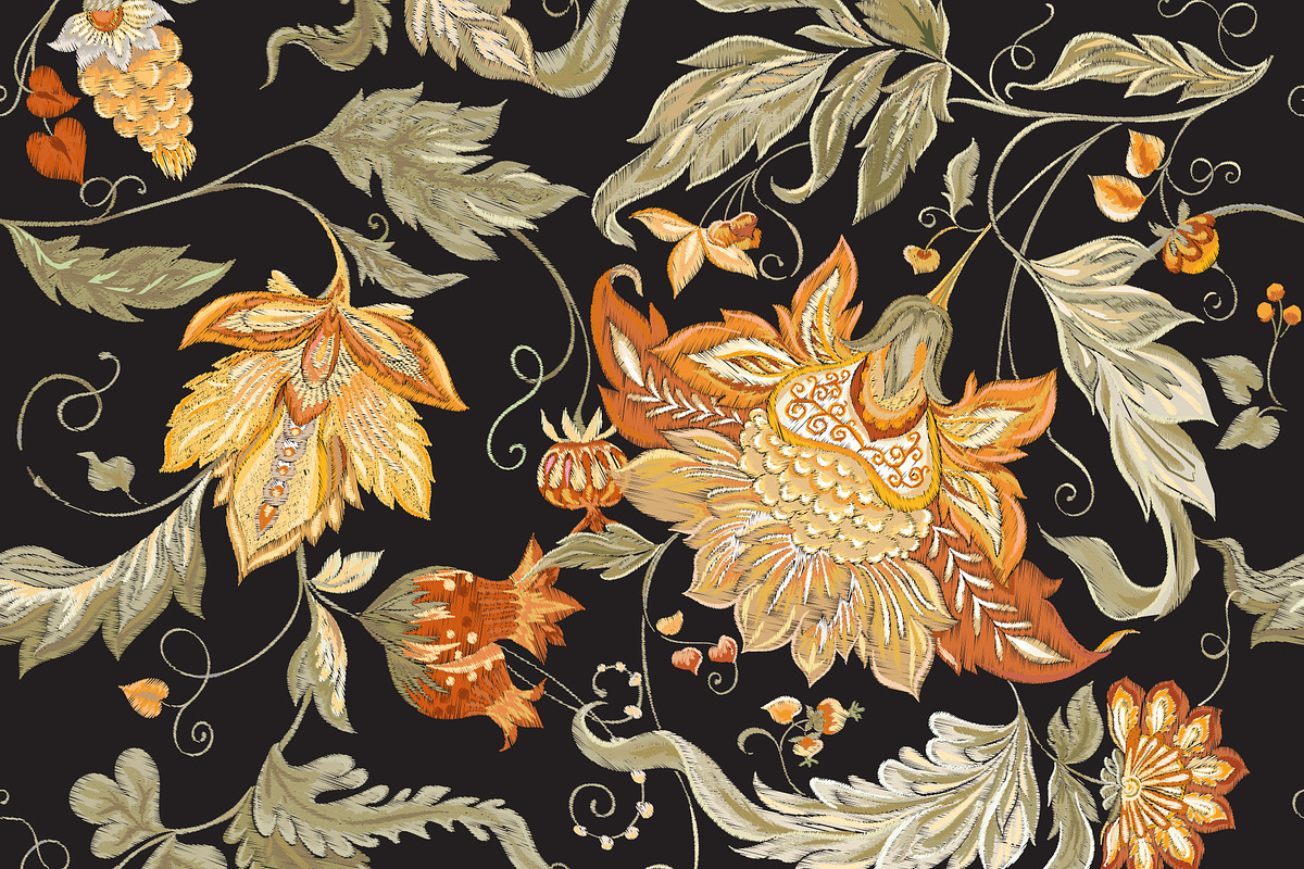 Jacobin Embroidery Pattern, a Pattern Graphic by Elen-Lane