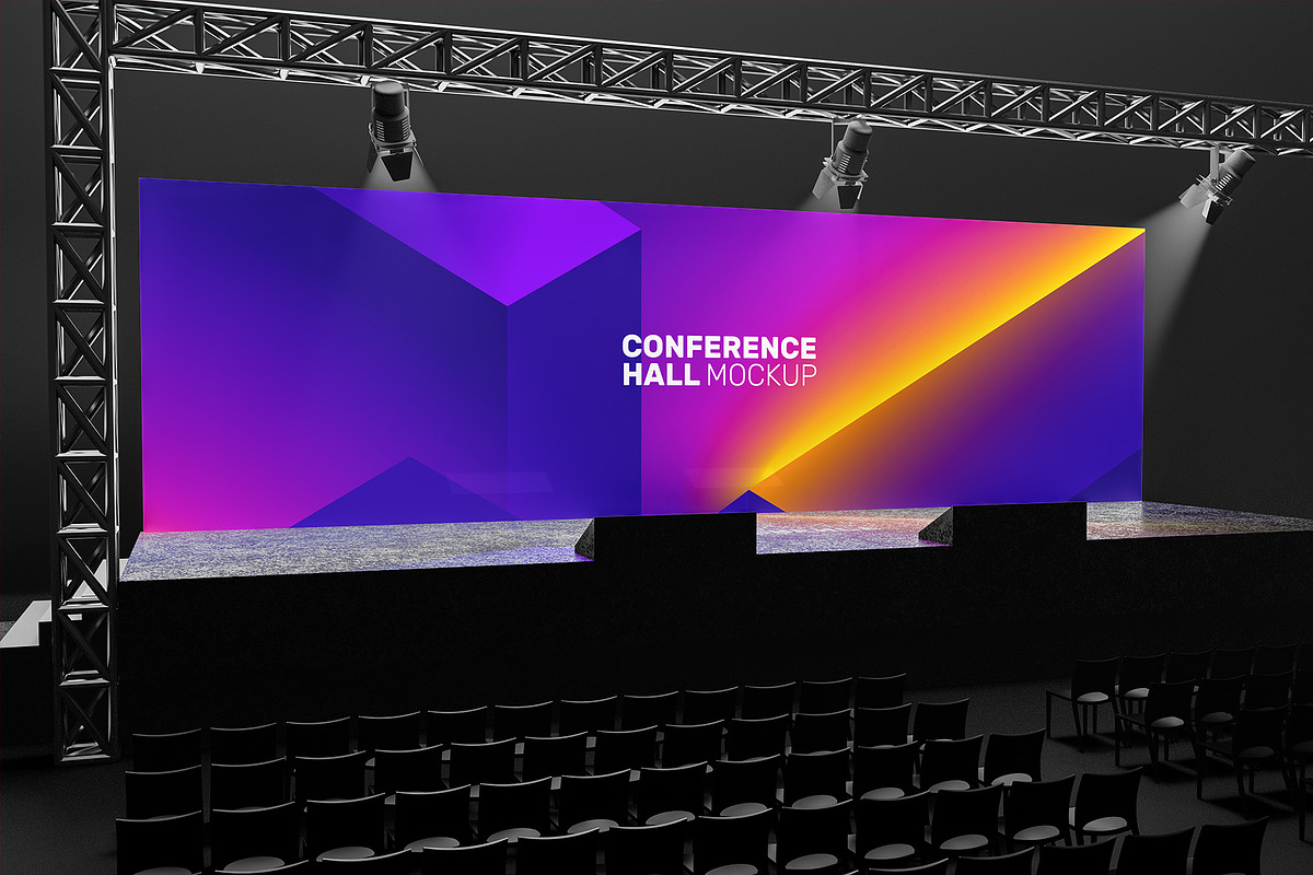 Conference Hall Screen Mockup, a Product Mockup by Illusiongraphic