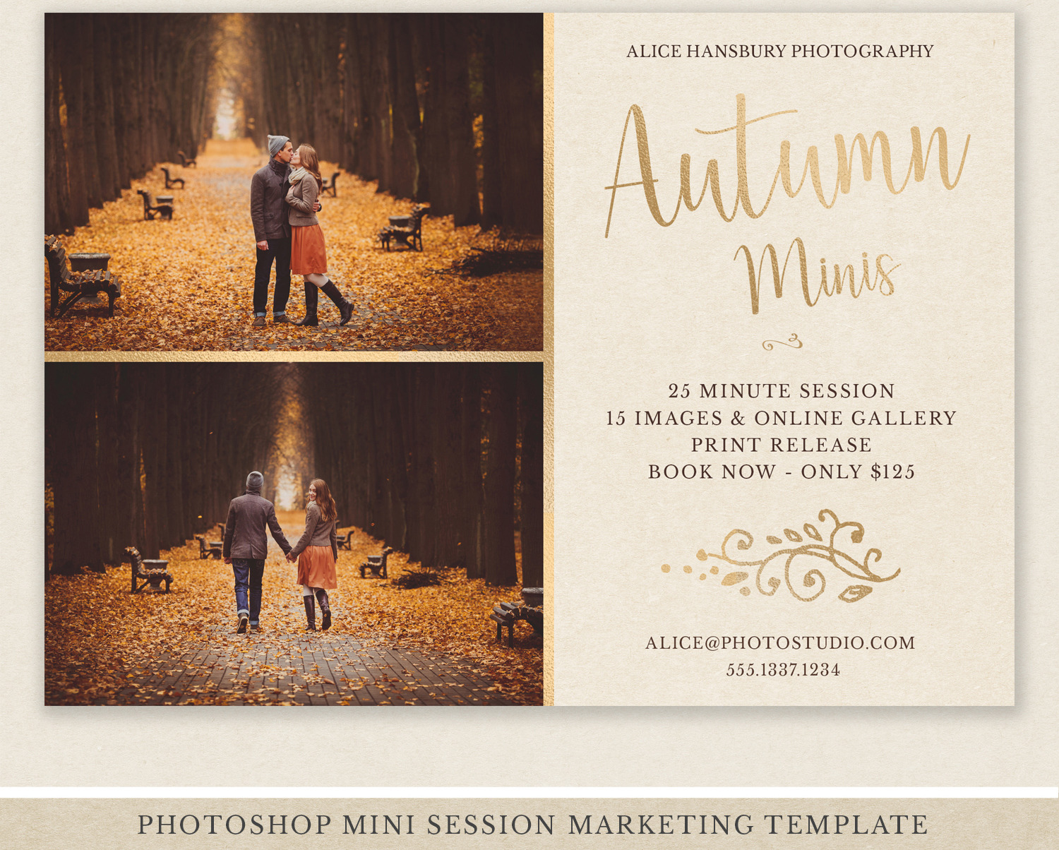 Fall Mini Session Template, a Flyer Template by MockTurtleStudio