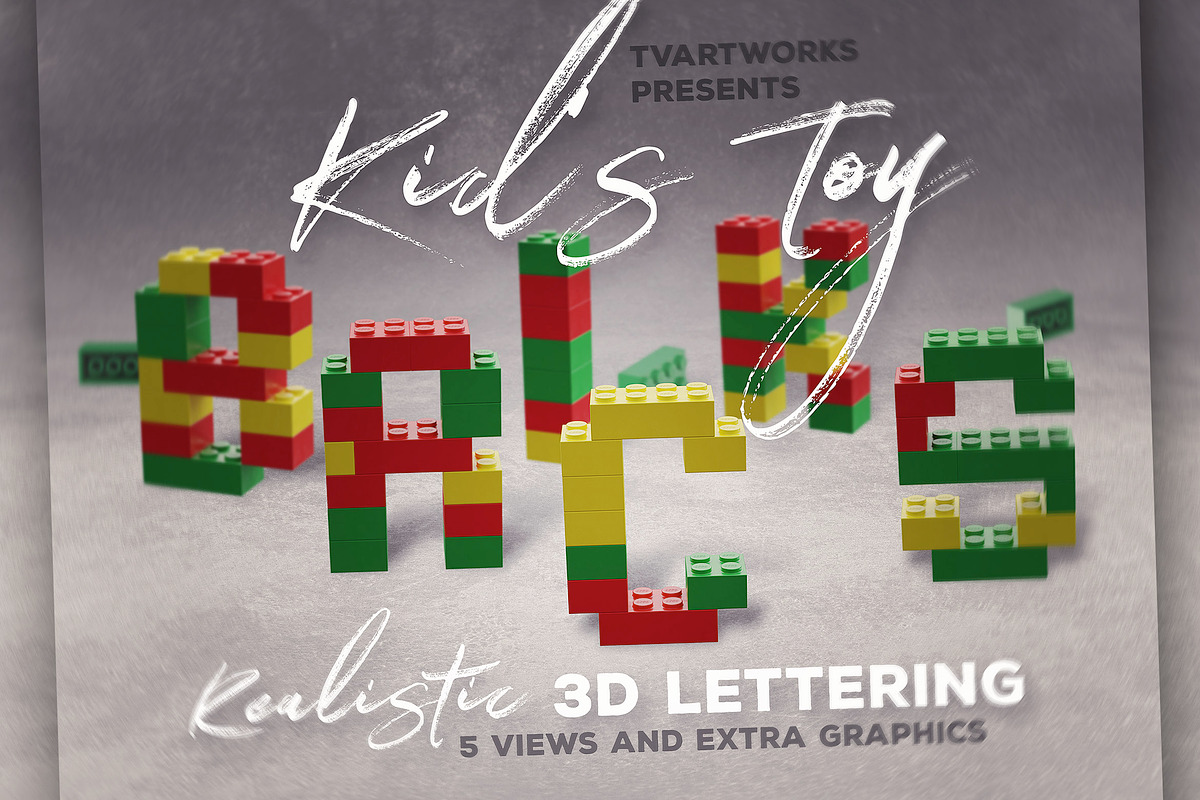 Toy Bricks 3D Lettering, a Graphic by TVartworks